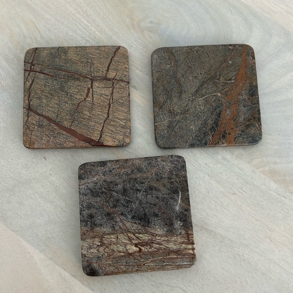 Thirstystone | Dining | Set Of 3 Thirsty Stone Coasters Heavy Marble ...